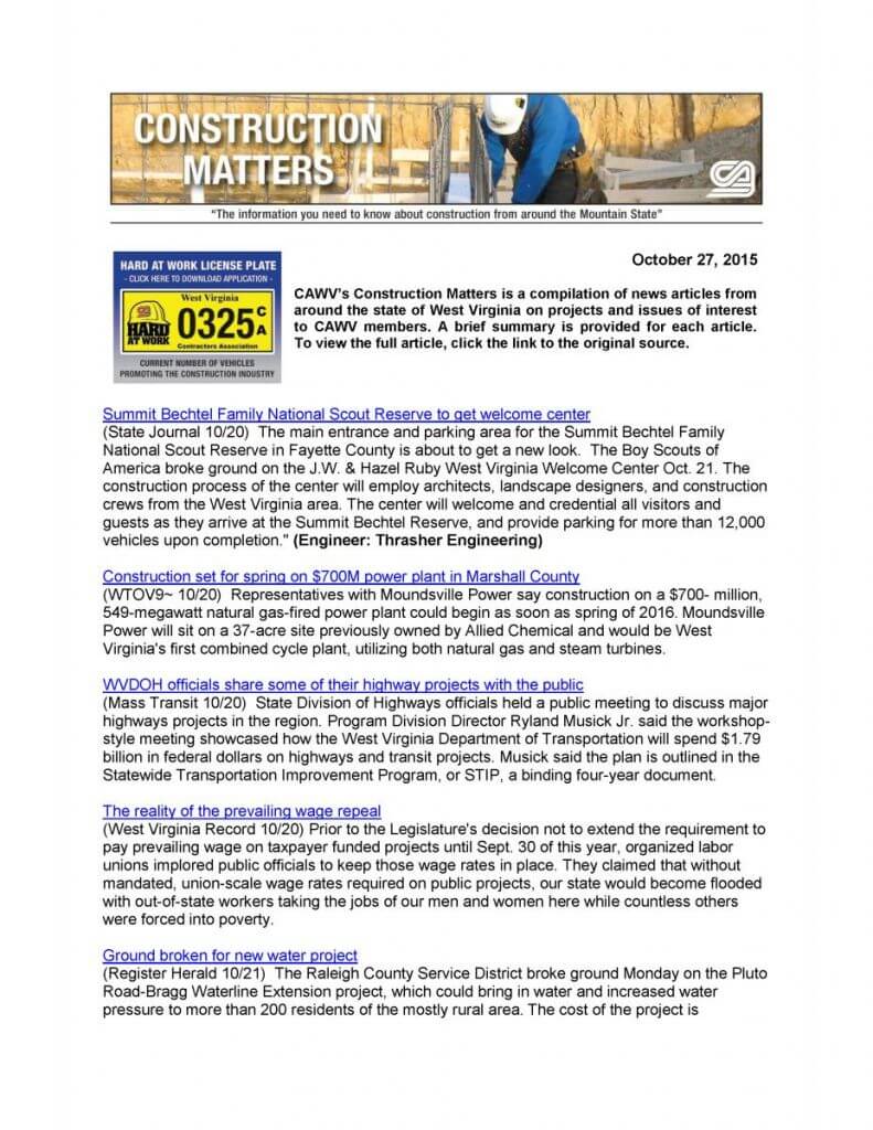 Member Information - Contractors Association of West Virginia